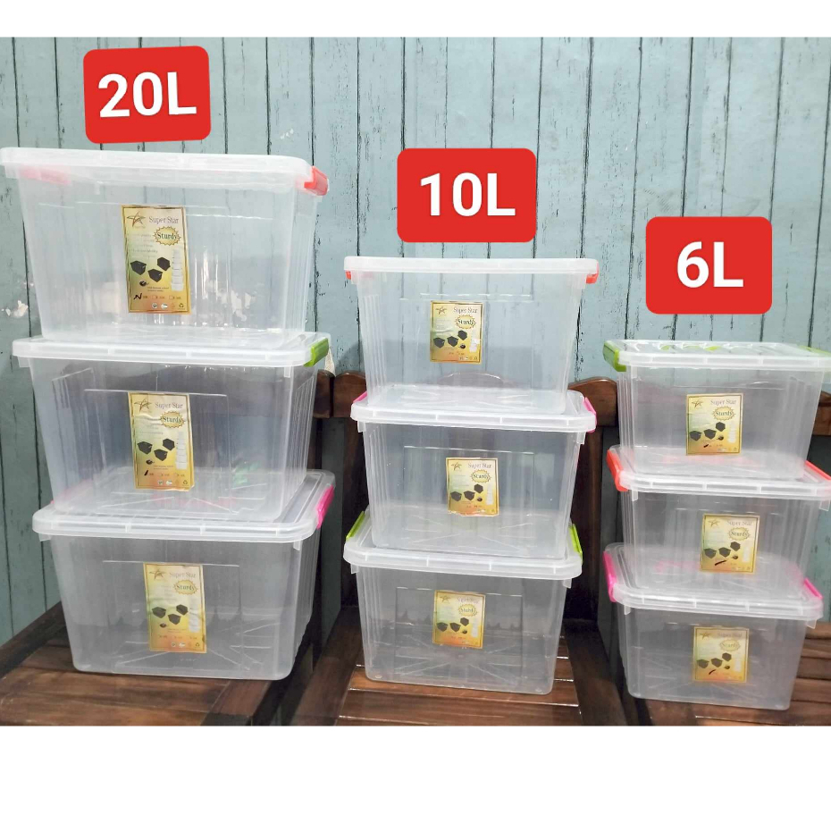 HT Superstar Transparent Storage Box Plastic Home Organizer 20L/10L/6Liters | Shopee Philippines
