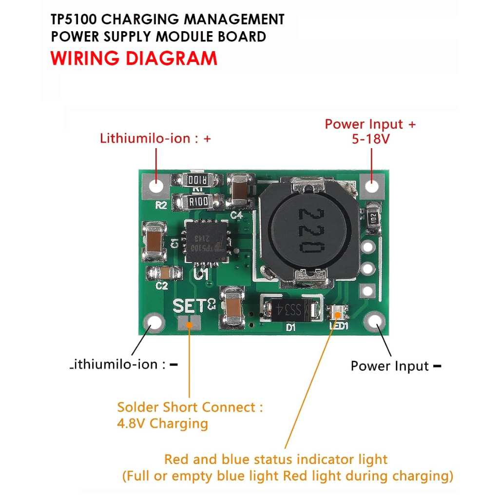 DIY.ELECTRONICS TP5100 with WIRE 4.2V 8.4V 2A, CHARGING MANAGEMENT ...