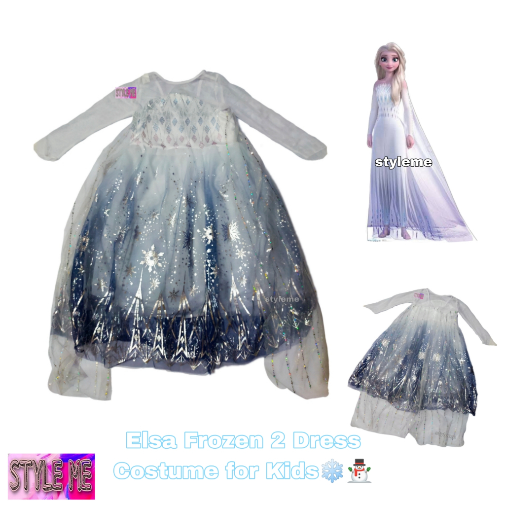 Elsa Frozen 2 New Dress Costume Cosplay Role play For Kids | Shopee ...