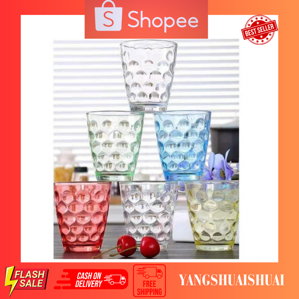 168-A2 Colorful glassware 6pcs drinking glass. | Shopee Philippines