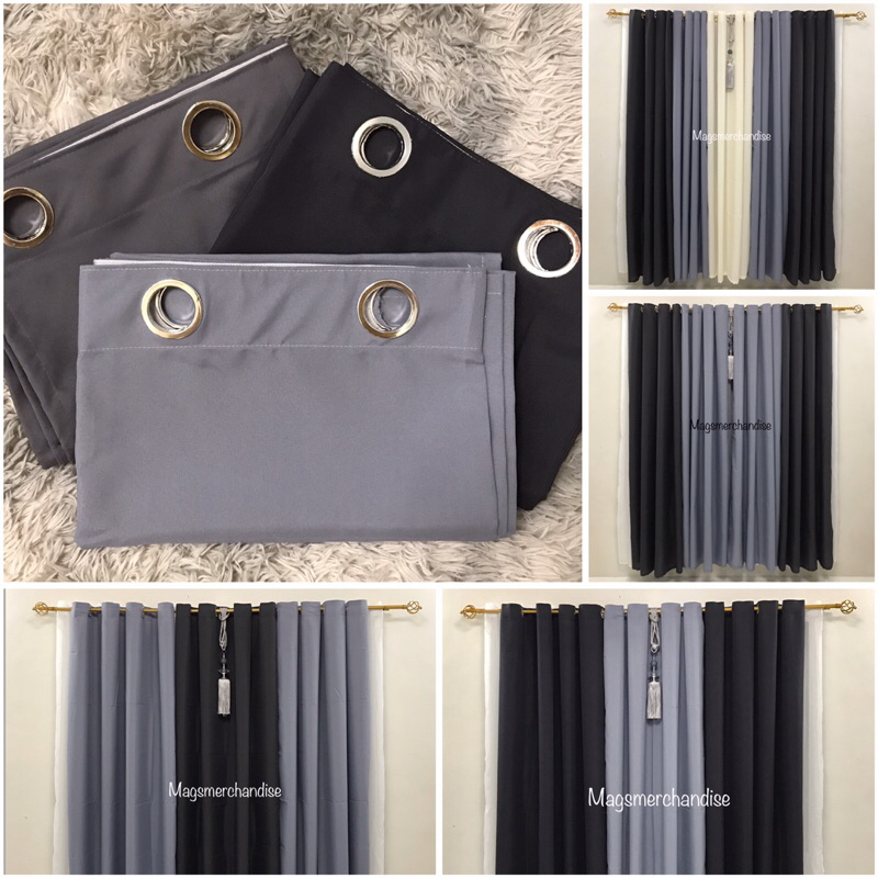 Plain Gray Curtains - Ring Curtains - sold per pc or 3in1 set | Shopee ...