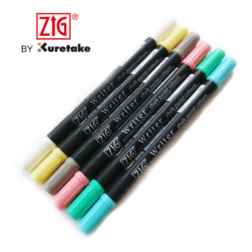 ZIG Kuretake Writer Chalk Pastel Pen Marker For Black Or Dark Paper ...