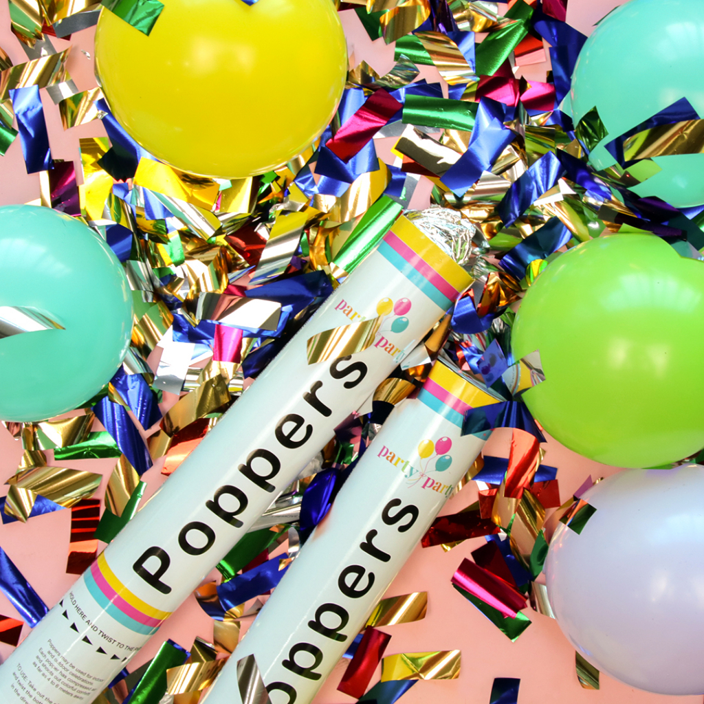 Celebration Balloons Party! Party! Poppers Metallic Multi-color ...