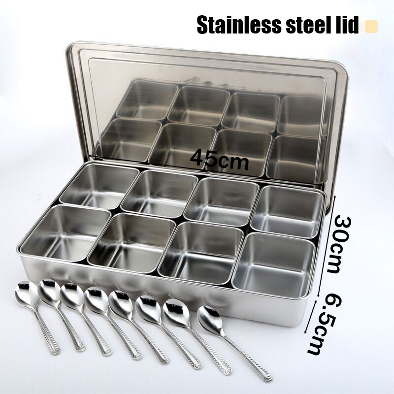Send a spoon！stainless steel seasoning box With dust cover condiments ...