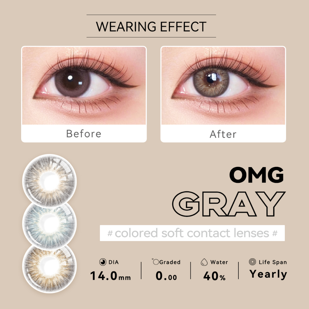 Midroo 1Pair Omg Soft Eye Contact Lens Grade 0.00 with dia 14.0mm for ...