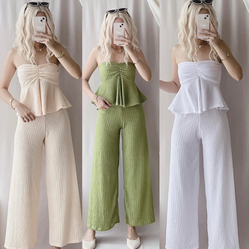 TRENDING AVA PEPLUM TUBE COORDS —SQUAREPANTS AND PEPLUM TUBE | Shopee ...