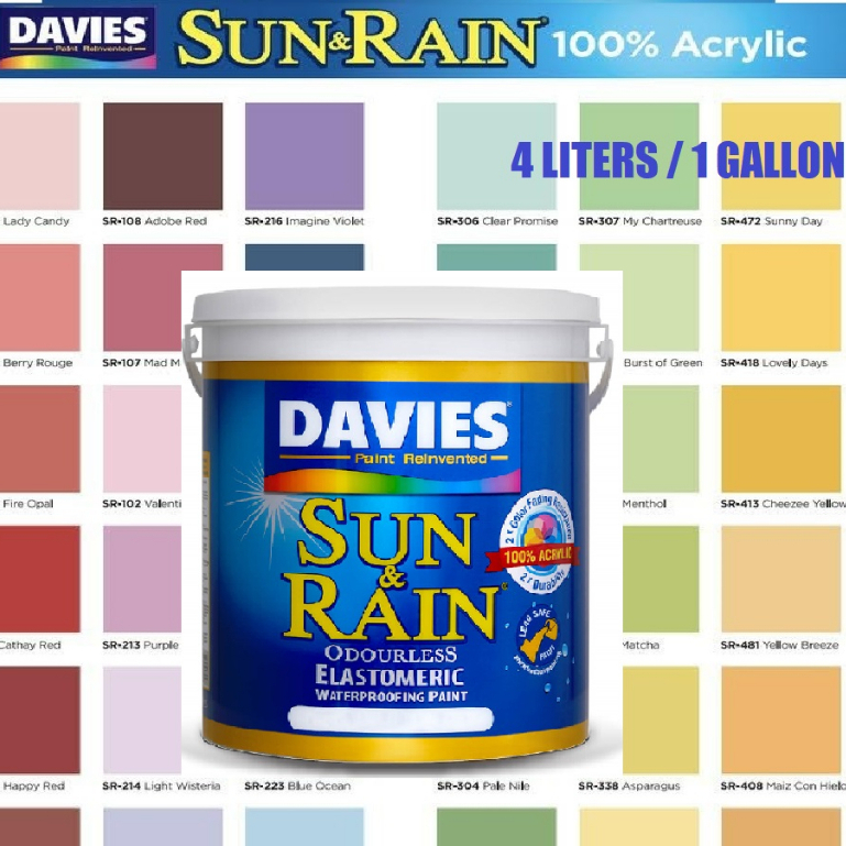 (BLUE , VIOLET AND GREEN) SUN AND RAIN ELASTOMERIC PAINT 4 LITERS / 1 ...