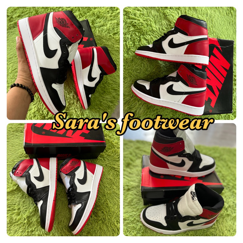 JORDAN 1 HIGH "BLACK TOE" SHOES FOR MEN WITH FREE SOCK BY SF | Shopee ...