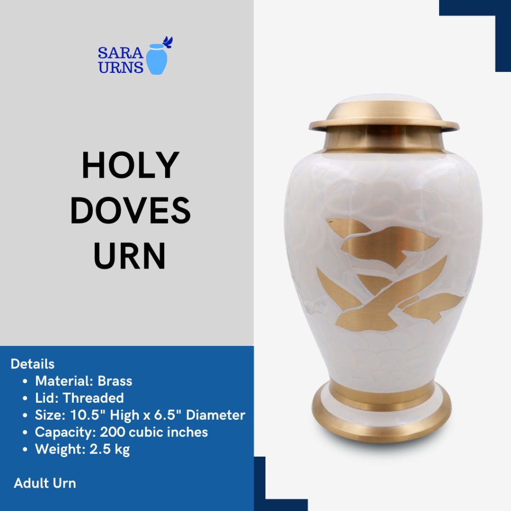 [saraurnsph] Holy Doves Brass Urn Cremation Urn Jar White Metal Urn Urn ...