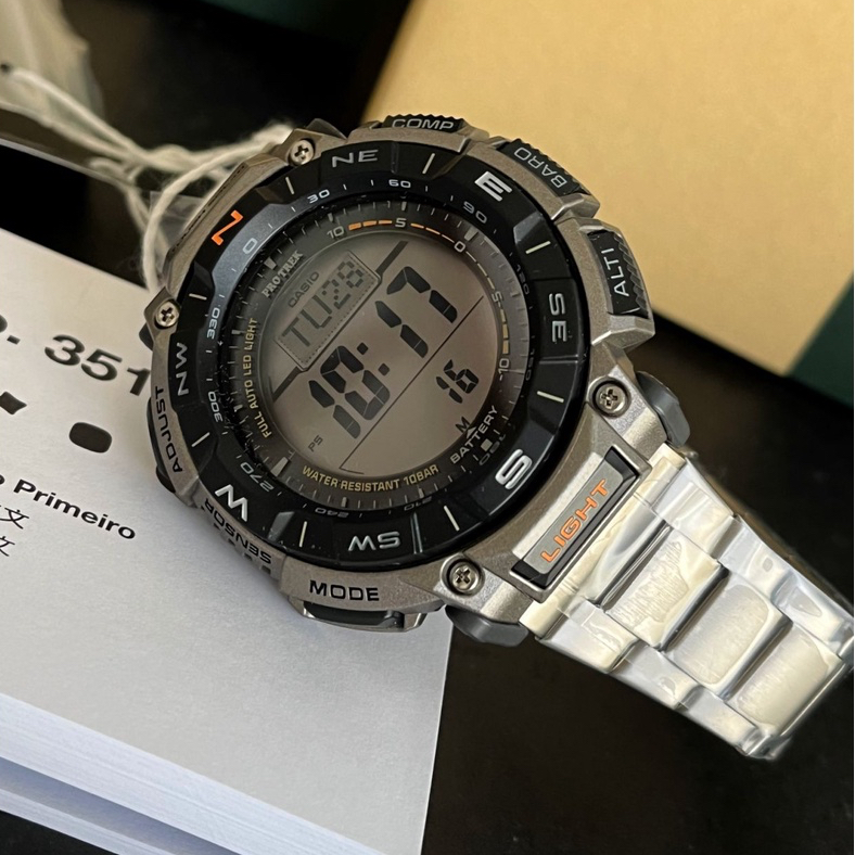 Casio Pro Trek PRG340T-7 Solar Triple Sensor Renewable, Titanium Band Watch For Men | Shopee ...