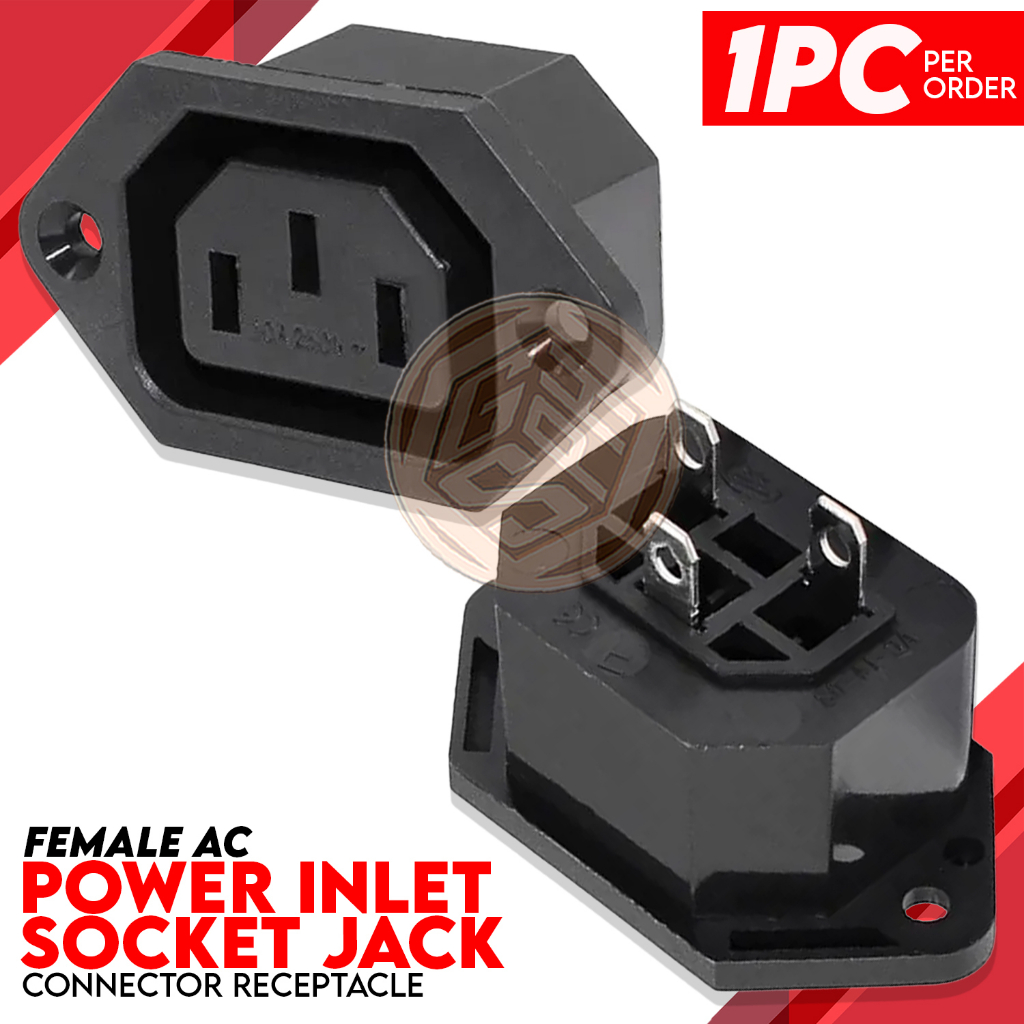 Female AC Power Inlet Socket Jack Connector 250V 10A For AMP Computer ...