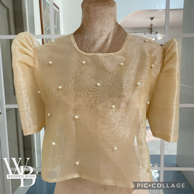 FILIPINIANA KIMONA WITH PEARL BEADS (Mestiza Sleeve) | Shopee Philippines
