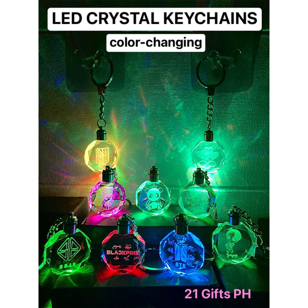 LED Crystal Keychain BINI Tinytan Bornpink SB19 AOT Avengers logo Panda ...