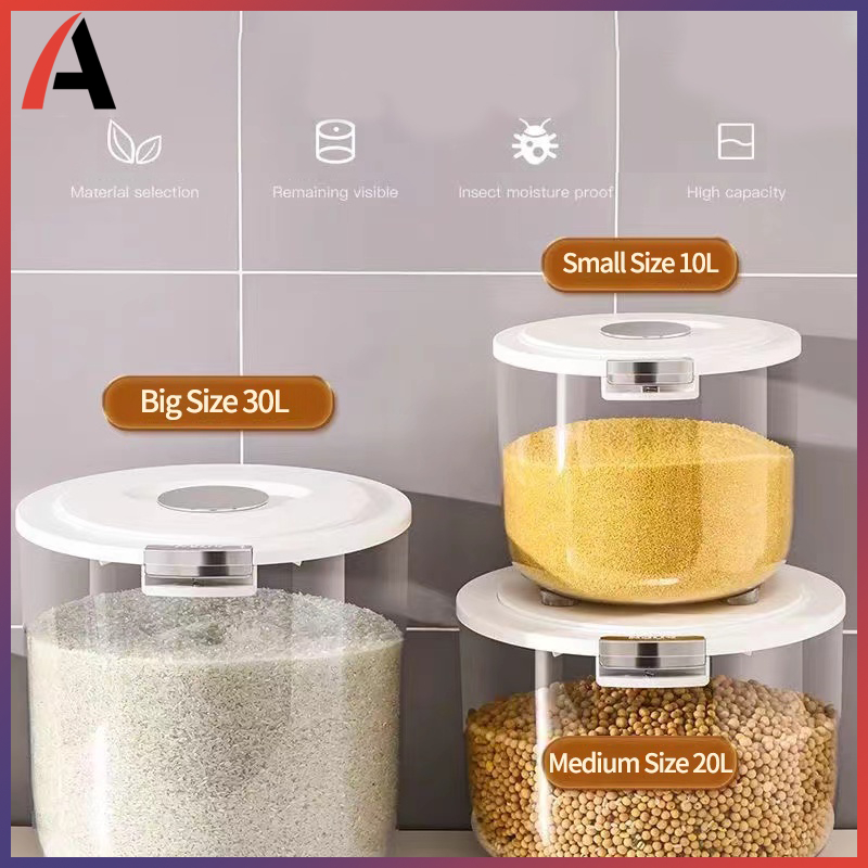 10KG-15kg Rice Storage With Measuring Cup Sealed Grain Container ...