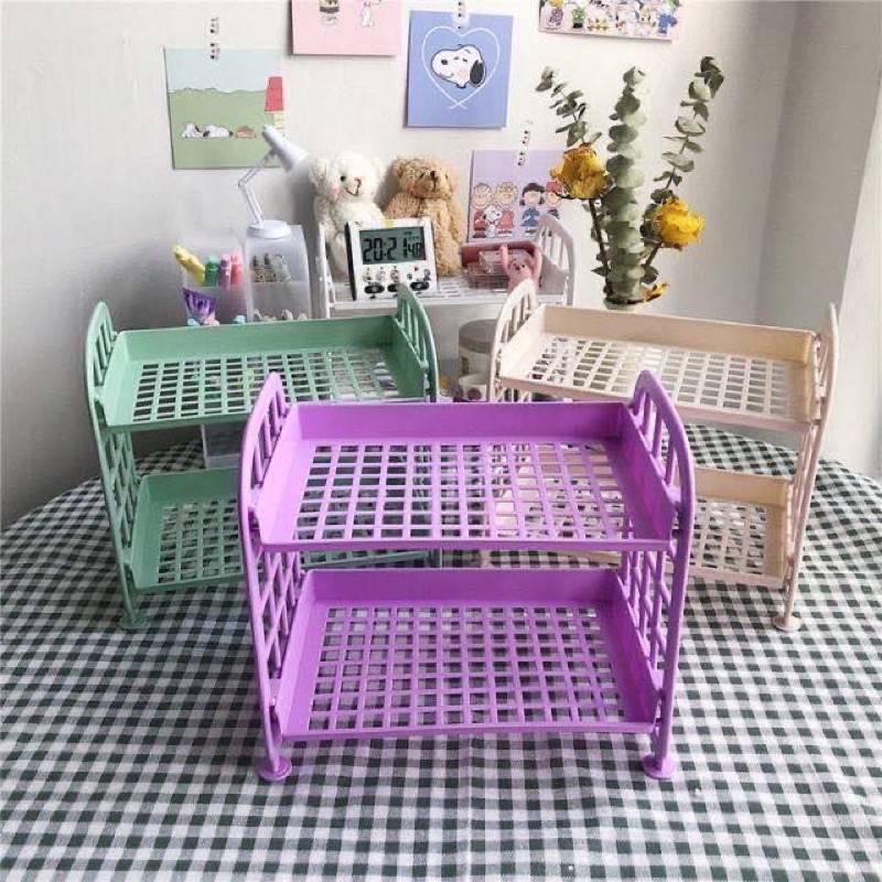 2 Layers Korean Ins Desk Folding Shelf Simple Creative Debris Storage ...