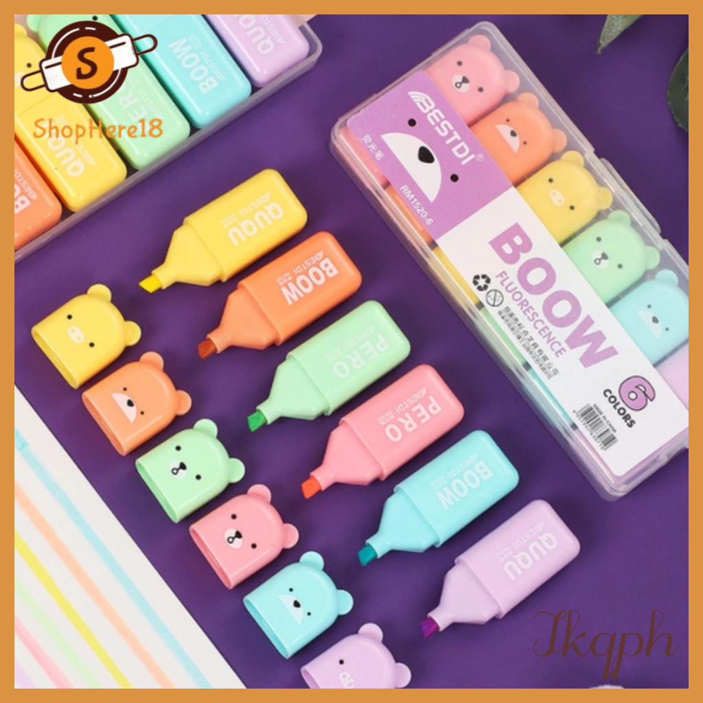 ikqph Mini Cute Bear Highlighter 4/5/6 colors Drawing Painting Art ...