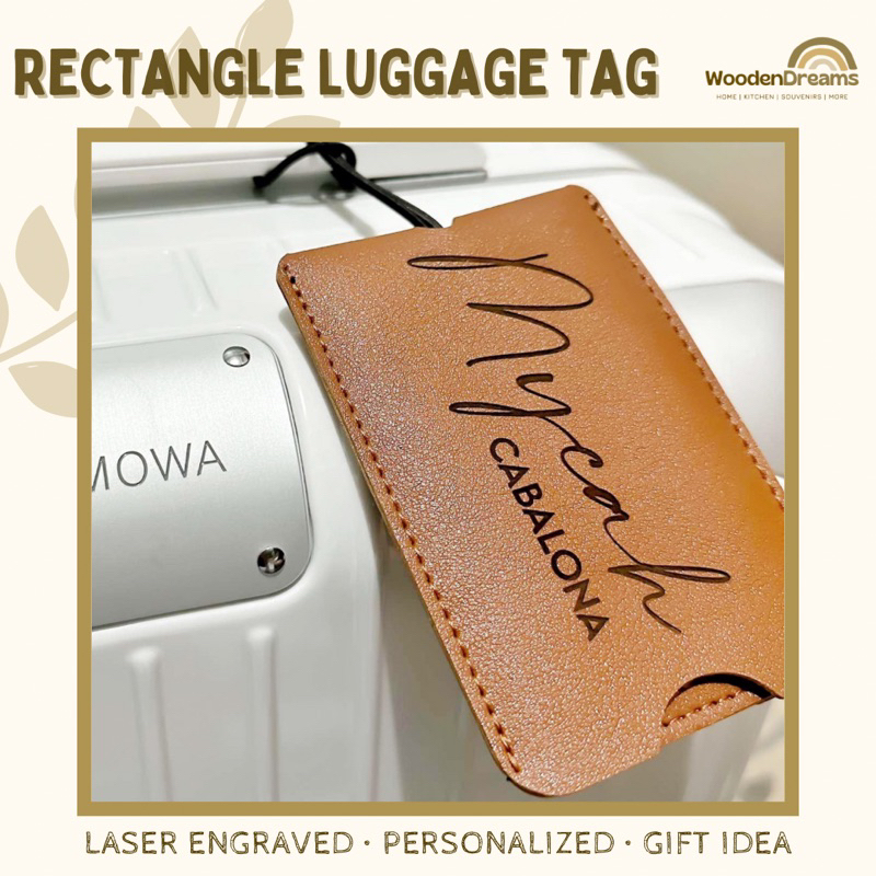 PERSONALIZED Rectangle Luggage/ bag tag (Laser Engraving) PU leather ...