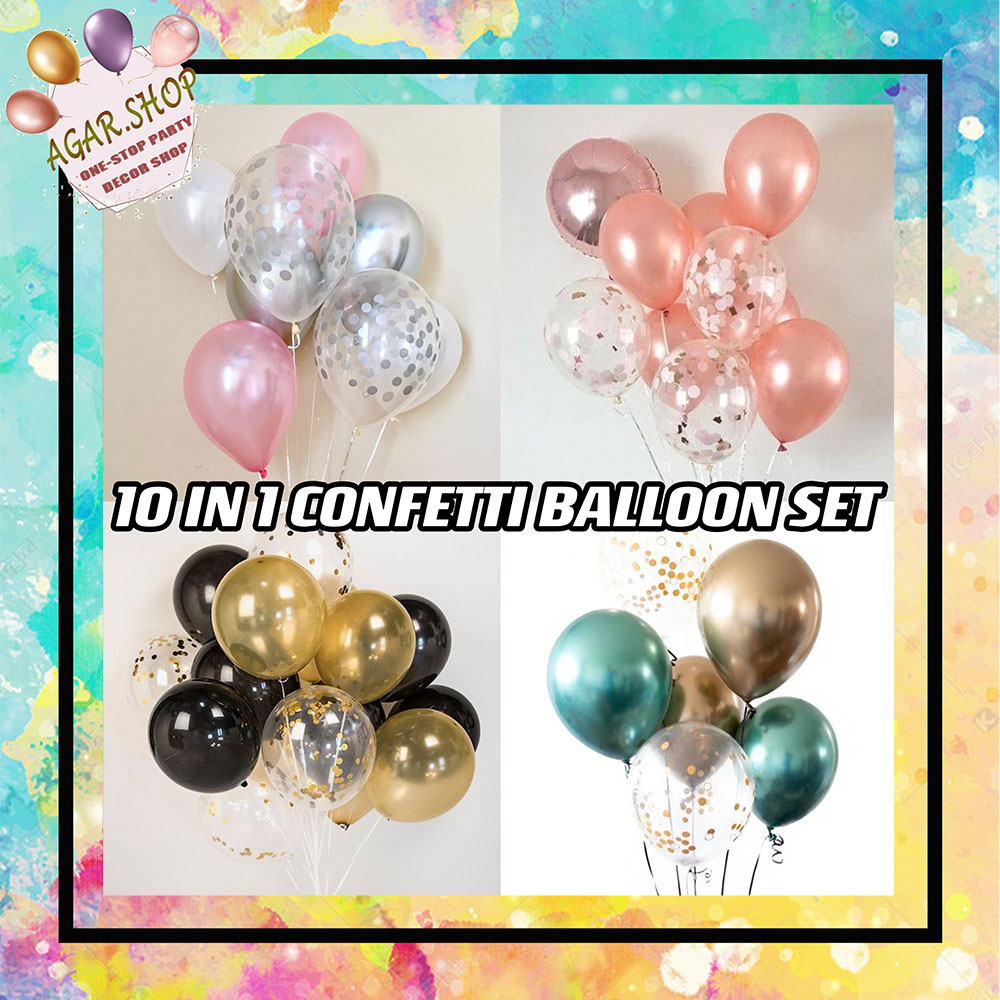Agar.shop 1 Set 10pcs Confetti Balloon Set Party Balloons Decoration ...