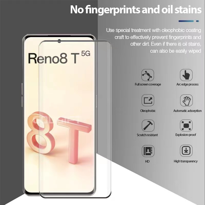 Full Cover Curved Tempered Glass Screen Protector For OPPO Reno 10 11 ...