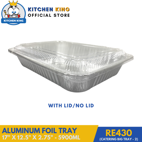 Aluminum Tray Catering Big Tray -2 RE430 5900ML [100 PCS] (17x12.5x2.75 ...