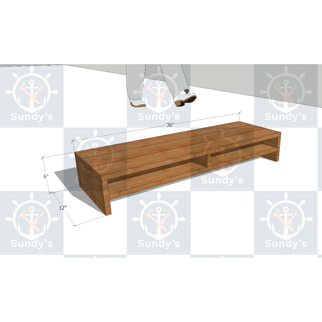 Customized 13S (LWH: 36"x12"x6") - Wooden Monitor/TV Riser Stand (Sundy ...