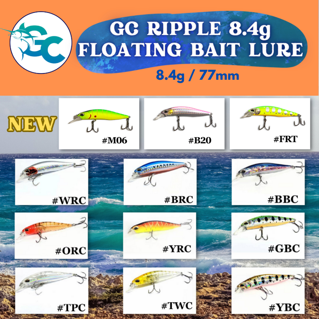 8.4 GRAMS GC RIPPLE 8.4g FLOATING Bait Lure GoodCatch 77mm 8.4g Fishing ...