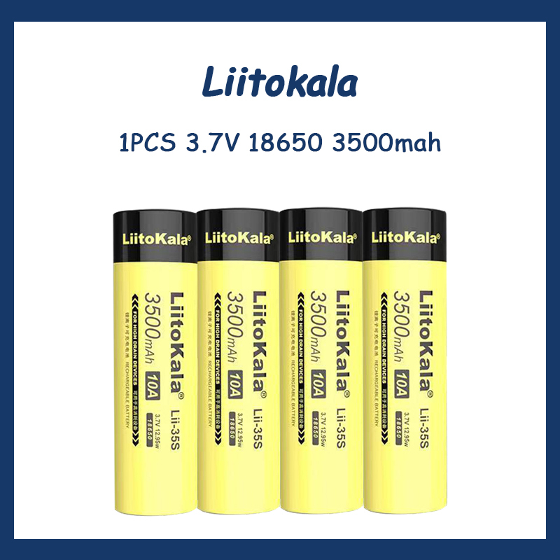 LiitoKala 18650 Flat head Lii-35S 3.7V 3500mA 10A Power Lithium-ion ...