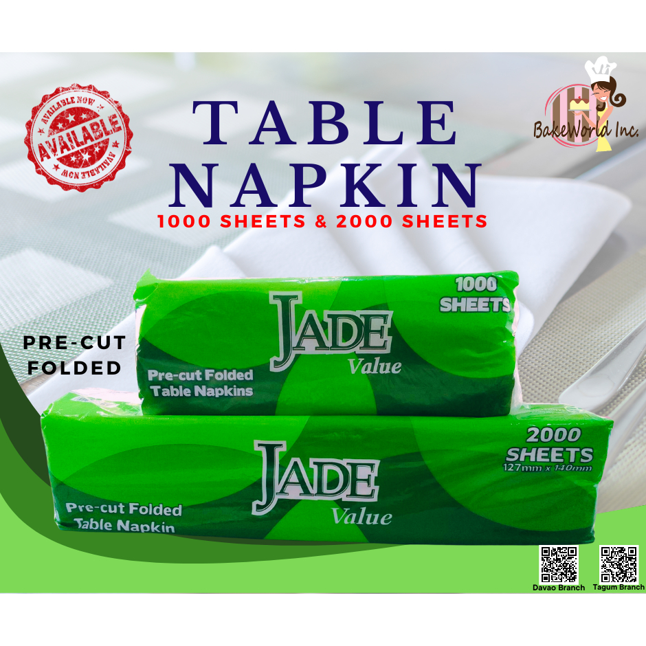 Jade VALUE PRE CUT FOLDED TABLE NAPKINS 2000/1000 SHEETS TISSUE PAPER ...