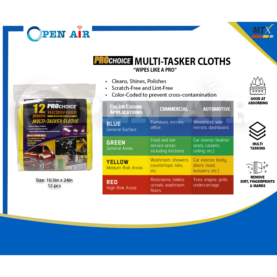Microtex MTX Prochoice Microfiber Multi-Tasker Cloth Bulk Pack (12pcs ...