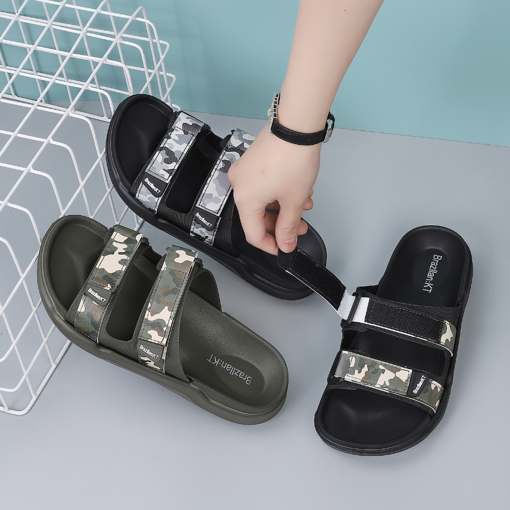 2023 Summer Mens Fashion two strap slipper high quality leather ...