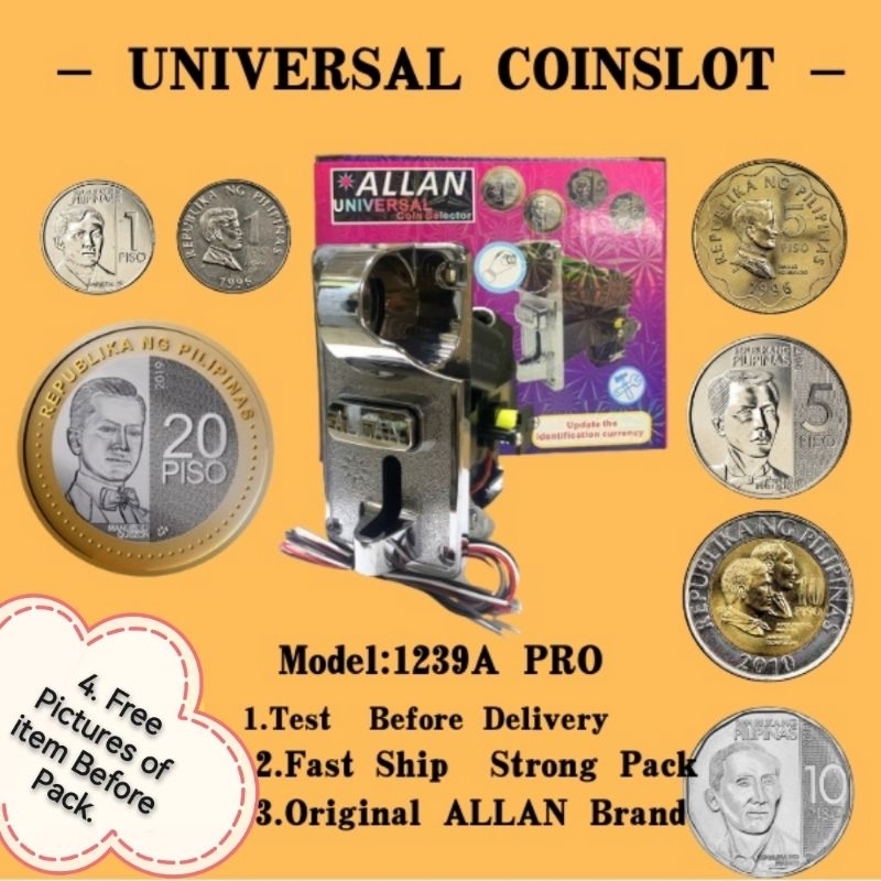 New Allan Universal Coinslot Pro Max Accept 20 pesos | Shopee Philippines