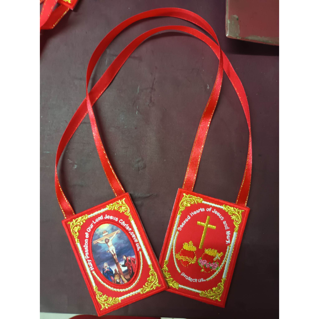 TS23 095,96 Premium GOLD Red Scapular of the Passion of Our Lord,Holy ...