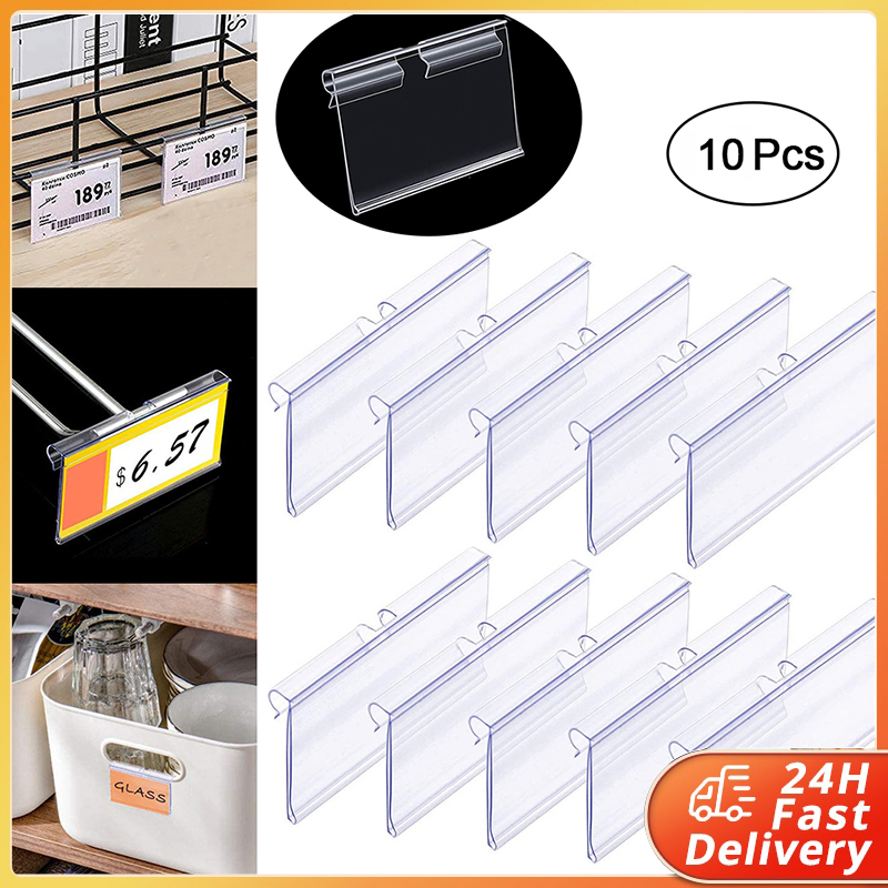 100pcs/50pcs/10pcs 6x4.2cm Clear Plastic Label Holders for Wire Shelf ...