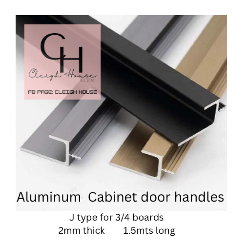 aluminum continuous cabinet handles J type for 3/4plywood | Shopee ...