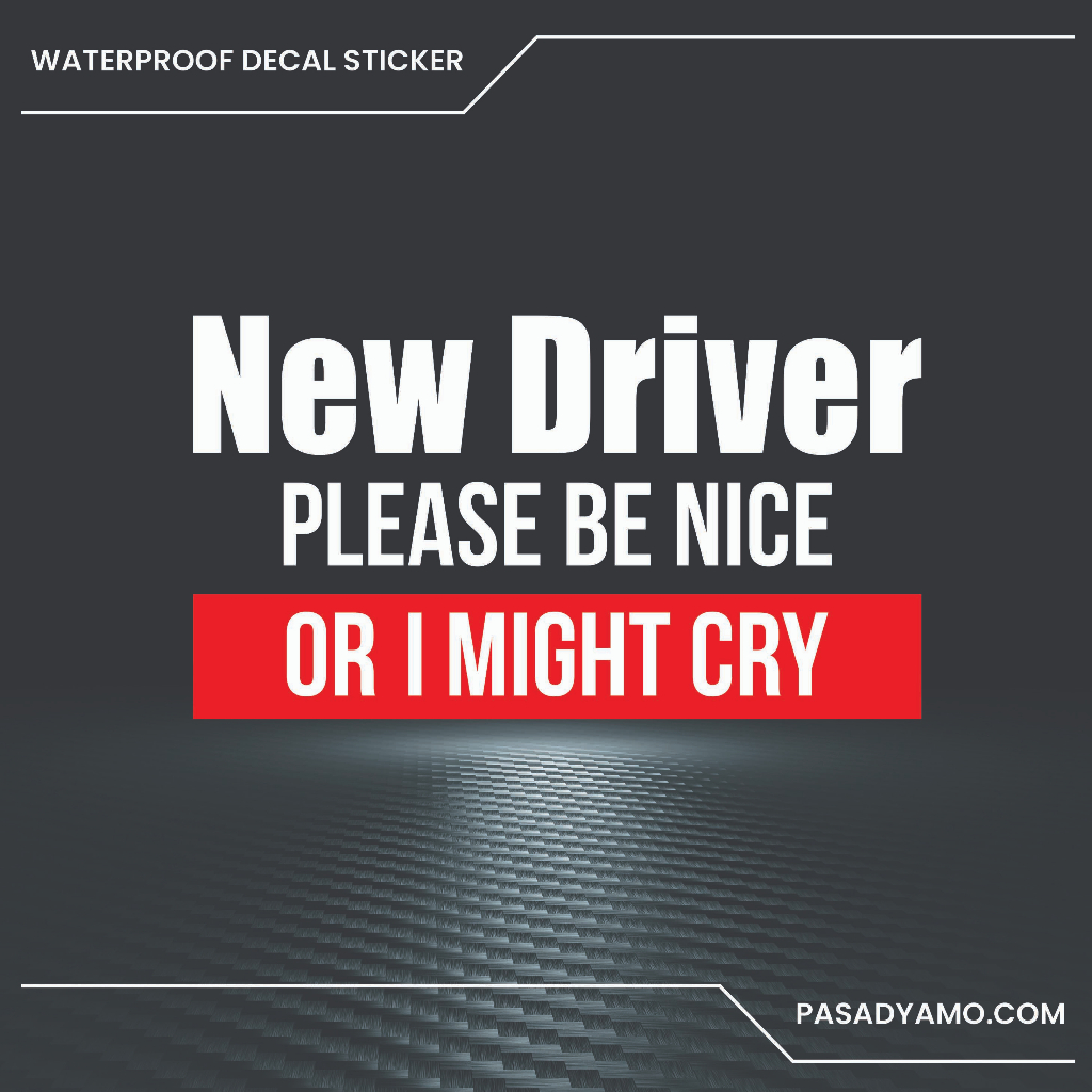 New Driver Please Be Nice or I Might Cry Decal Sticker for Cars ...