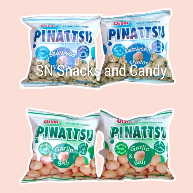 SN: 2pcs. ~ Oishi Pinattsu Peanut Crackers 32g ~ Garlic and Salt ...