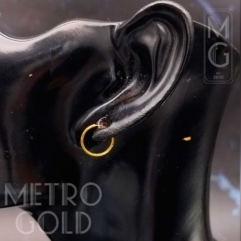 18K Saudi Gold 11.5mm Striped Loop Earrings | Shopee Philippines