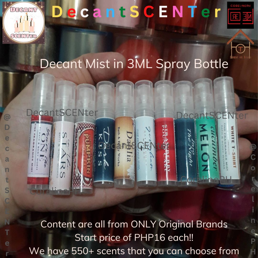 Original Bath & Body Works Mist Decant 3ML - Random label (min 2 ...