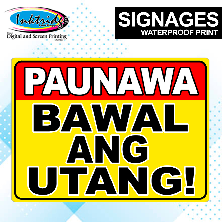 BAWAL ANG UTANG Signages | Waterproof Print | Shopee Philippines