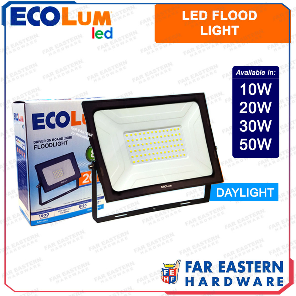 ECOLUM LED Floodlight Daylight 10W 20W 30W 50W Flood Light | Shopee Philippines