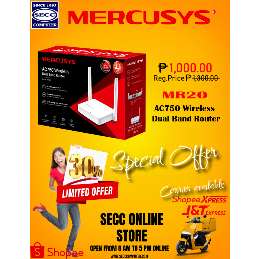MERCUSYS MR20 AC750 Wireless Dual Band Router | Shopee Philippines
