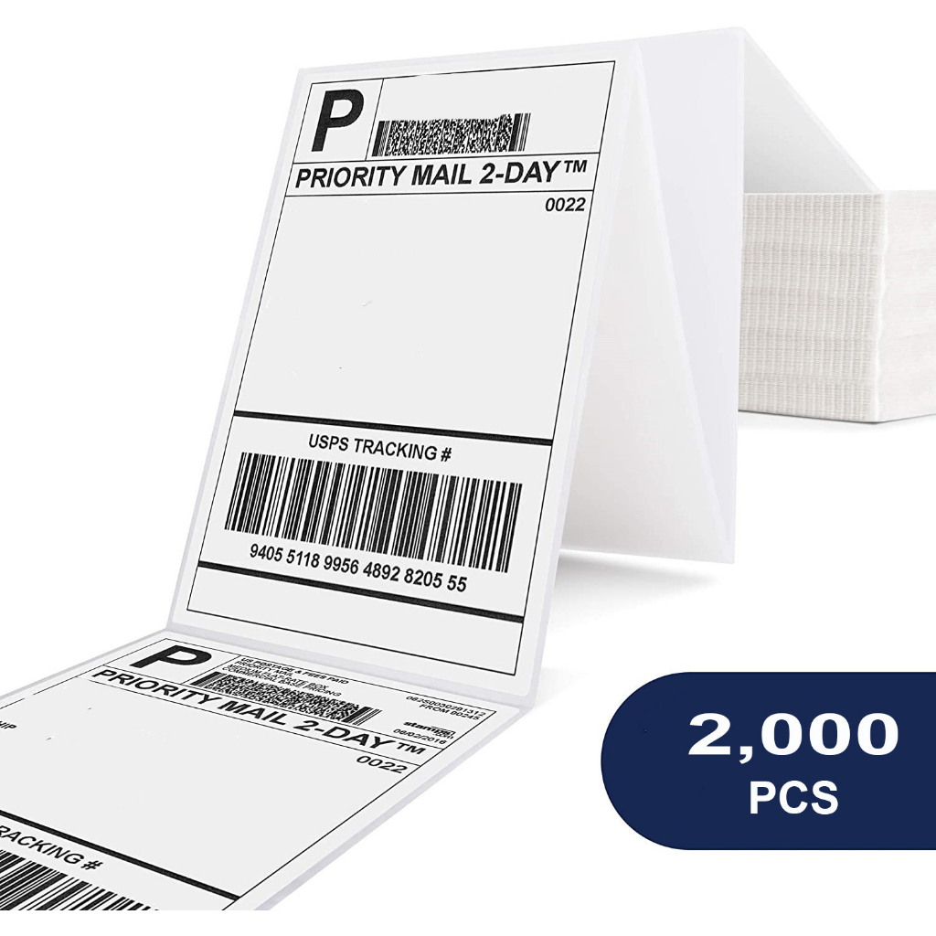 2,000 PCS Fold Waybill Sticker A6 100mmx150mm Size Shipping Label ...