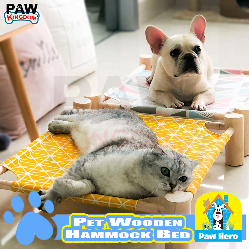 Pet Hammock Cat Solid Wood Bed for Cat Dog Portable Cat Bed Washable ...