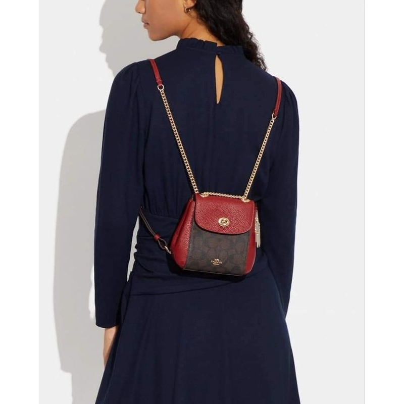 Original Coach Convertible Mini Backpack In Signature Canvas | Shopee ...