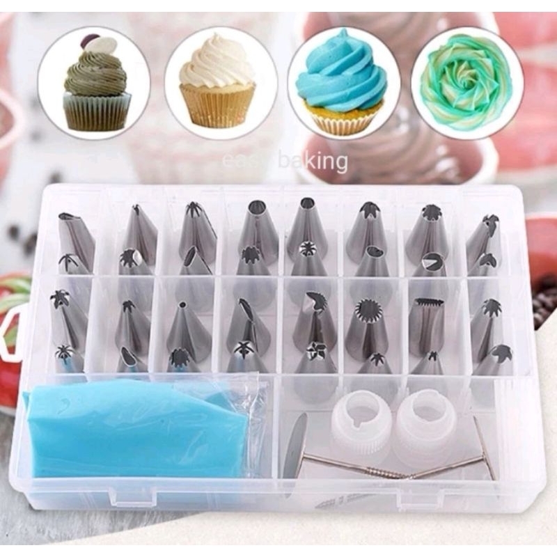 38Pcs/set Reusable icing piping Nozzles Set Pastry Bag Flower Cream ...