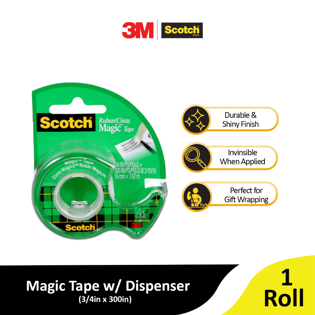 3M Scotch Magic Tape w/ Dispenser 105, 3/4in x 300in [MS105] | Shopee Philippines
