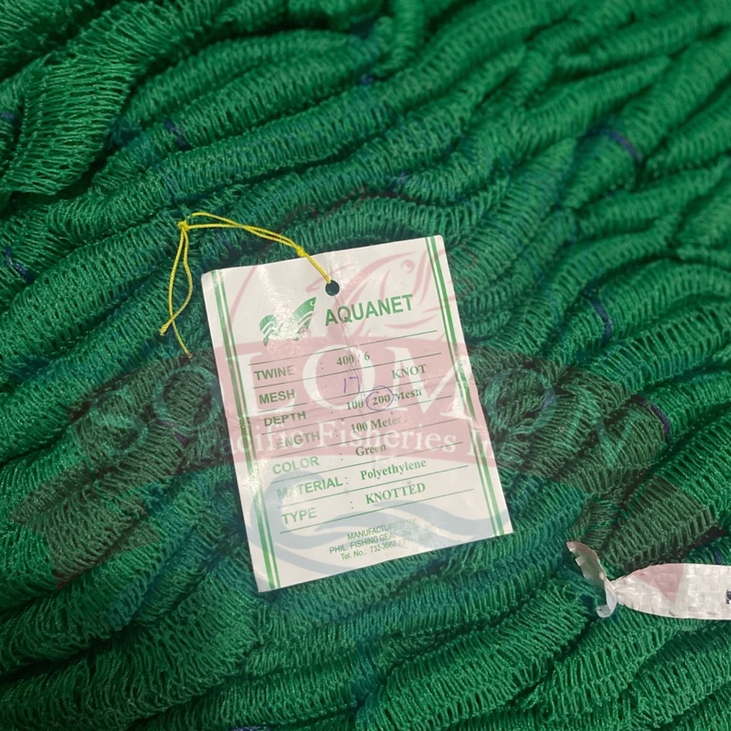 [ AQUANET ] 100 Meters- 400/6 x 17 k x 200MD Polyethylene Fishing Net ...