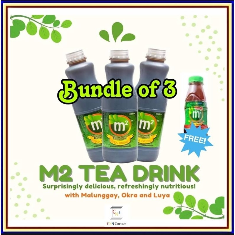 M2 Malunggay Okra Luya Concentrate Tea Drink Bundle of 3 1Liter with ...