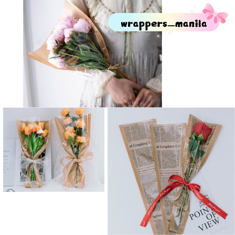 48pcs English Newspaper Design Wrapper Bouquet Wrapping Paper | Shopee ...