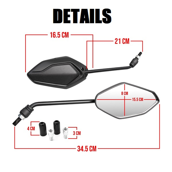 RUSI SURF MOTORCYCLE SIDE MIRROR LONG STEM STOCK TYPE / STOCK SIZE ...